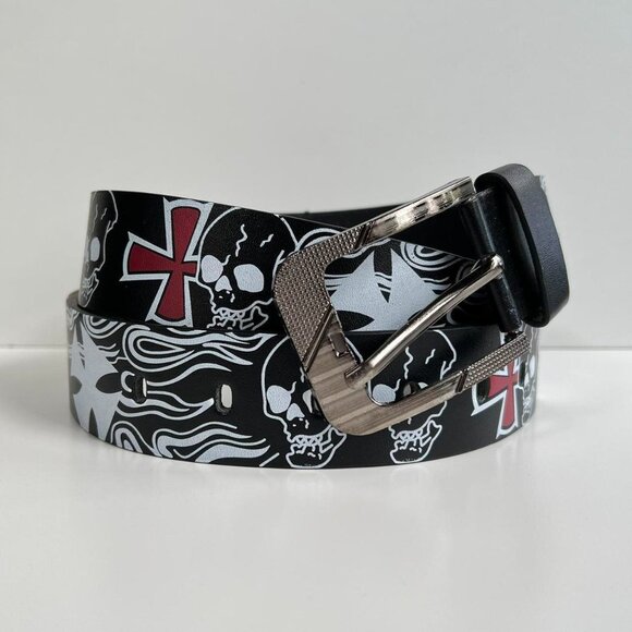 Accessories | Y2k 200s Vintage Black Skeleton Skull Goth Emo Black Belt ...